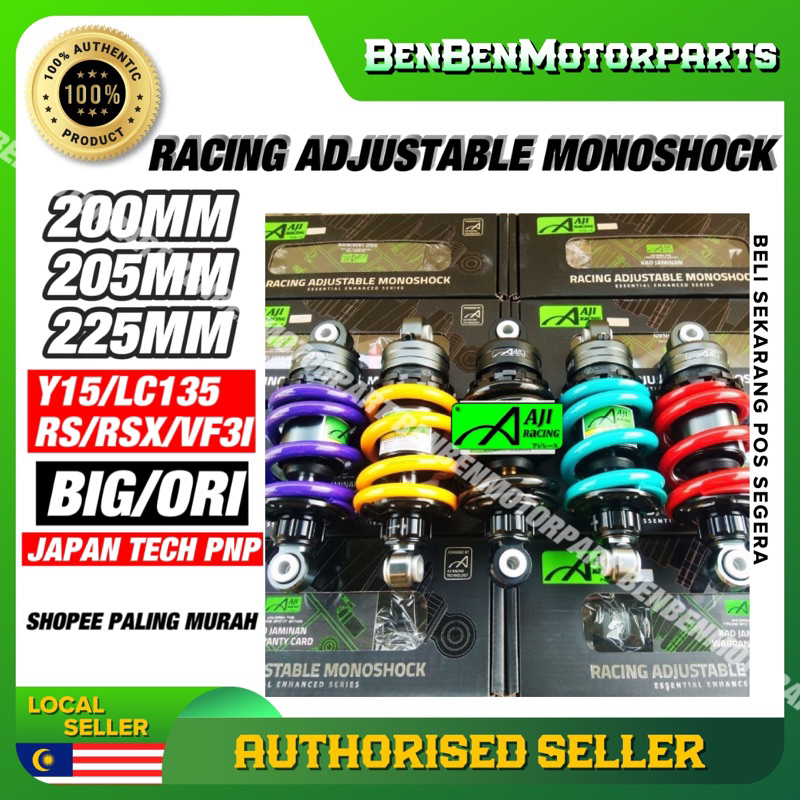 AJI RACING Monoshock Adjustable LC135 RS150 Y15ZR RSX Y16ZR VF3I 200MM 205MM 225MM 230MM ...