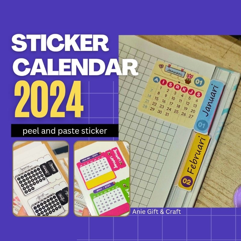 2024 Monthly Calendar Sticker/ Pelekat Kalendar Bulanan Jan-Dis ...