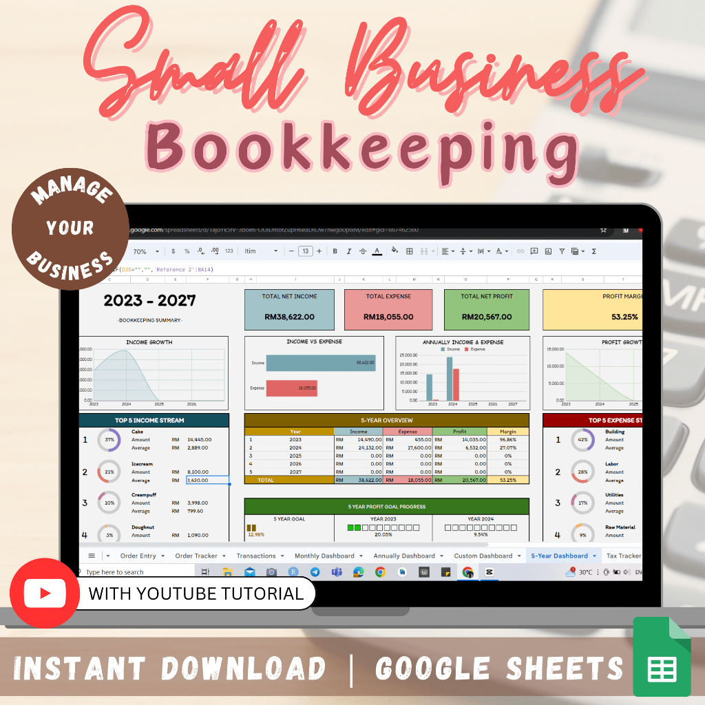 Automated Simple Small Business Bookkeeping | Google Sheets | Shopee ...