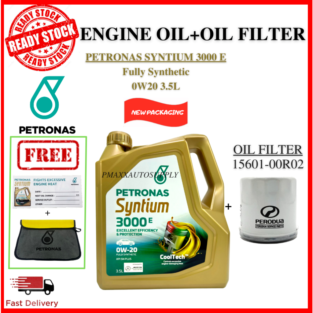 ORIGINAL PETRONAS SYNTIUM 3000 E FULLY SYNTHETIC ENGINE OIL 0W20 (3.5L ...