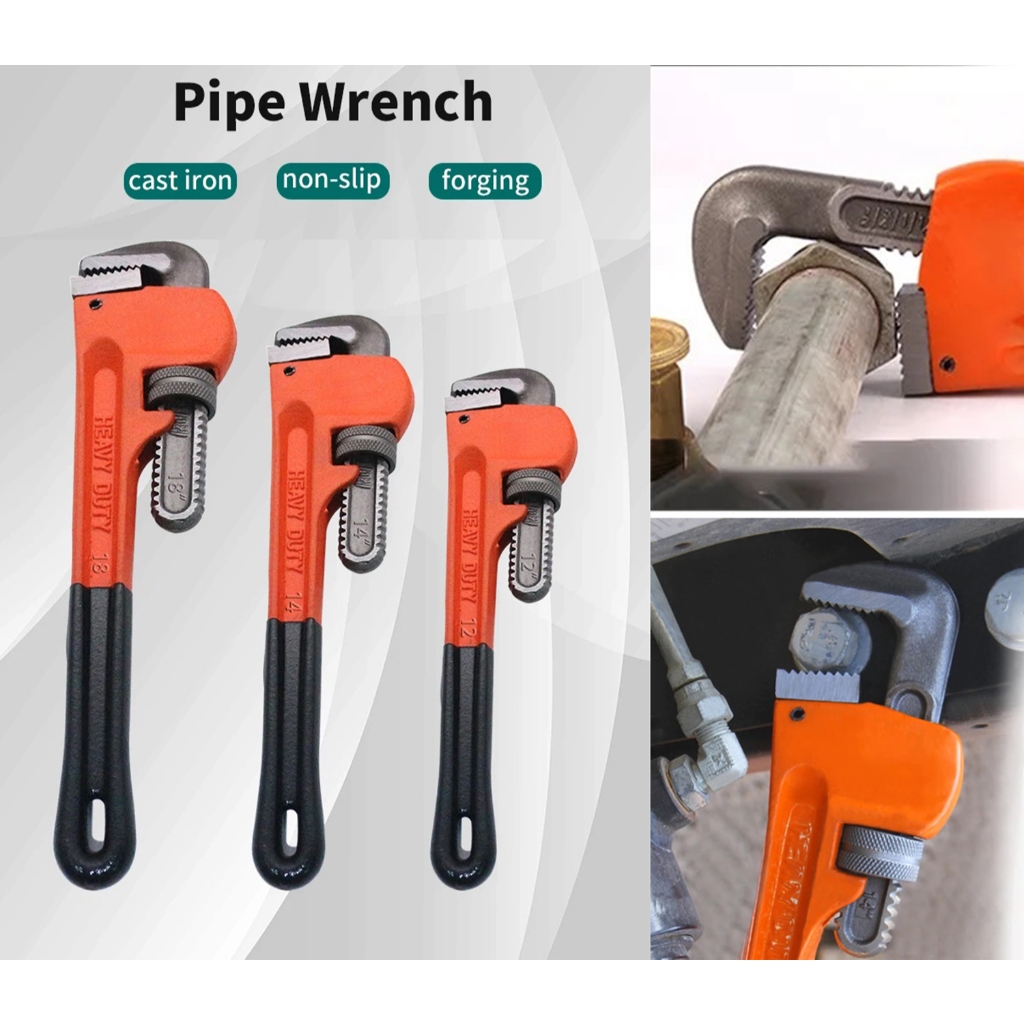 Heavy Duty Pipe Wrench Adjustable Plumber Pipe Clamp Plumbing Wrench 8 ...