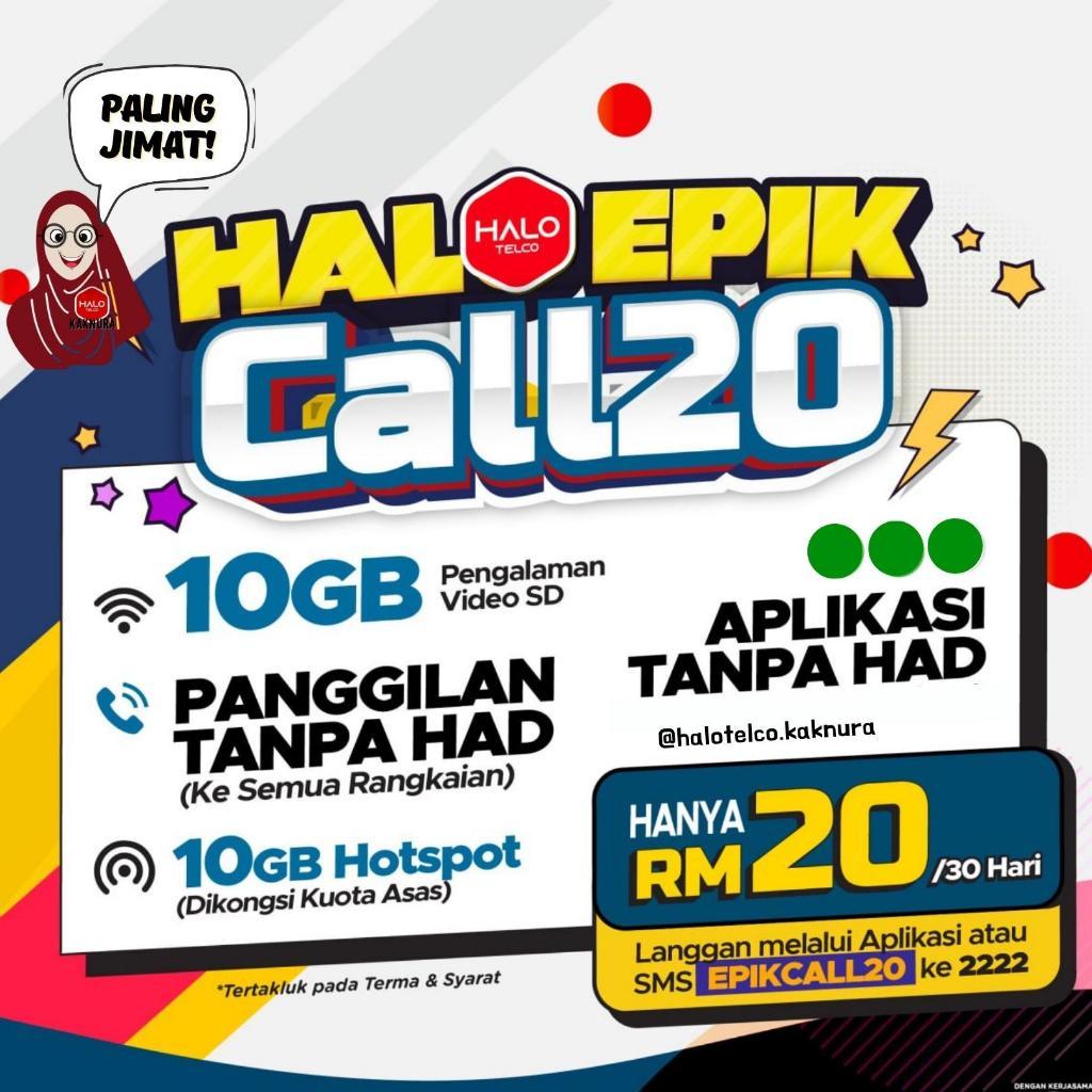 𝗣𝗘𝗟𝗔𝗡 𝗘𝗣𝗜𝗞𝗖𝗔𝗟𝗟 𝟮𝟬 HALO EPIK - SimKad Unlimited Data & Call All Phone Celcom 5G Coverage & iPhone ...