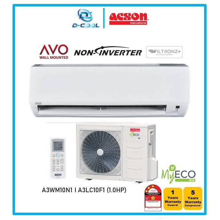 ACSON R32 Air-conditioner AVO Non-Inverter Aircond A3WM10N1 | Shopee ...