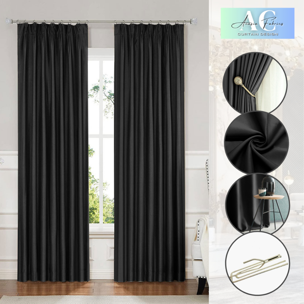 Acasia.curtain - Iris Hook/Eyelet Blackout Curtain - Code 33 (170cm ...