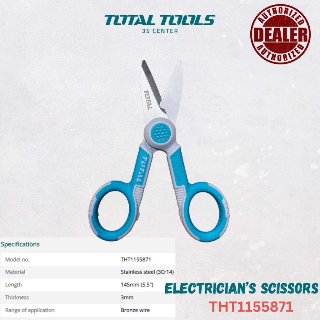 TOTAL Electrician’s Scissors 电工剪刀 145mm (5.5") Stainless steel 不锈钢 ...