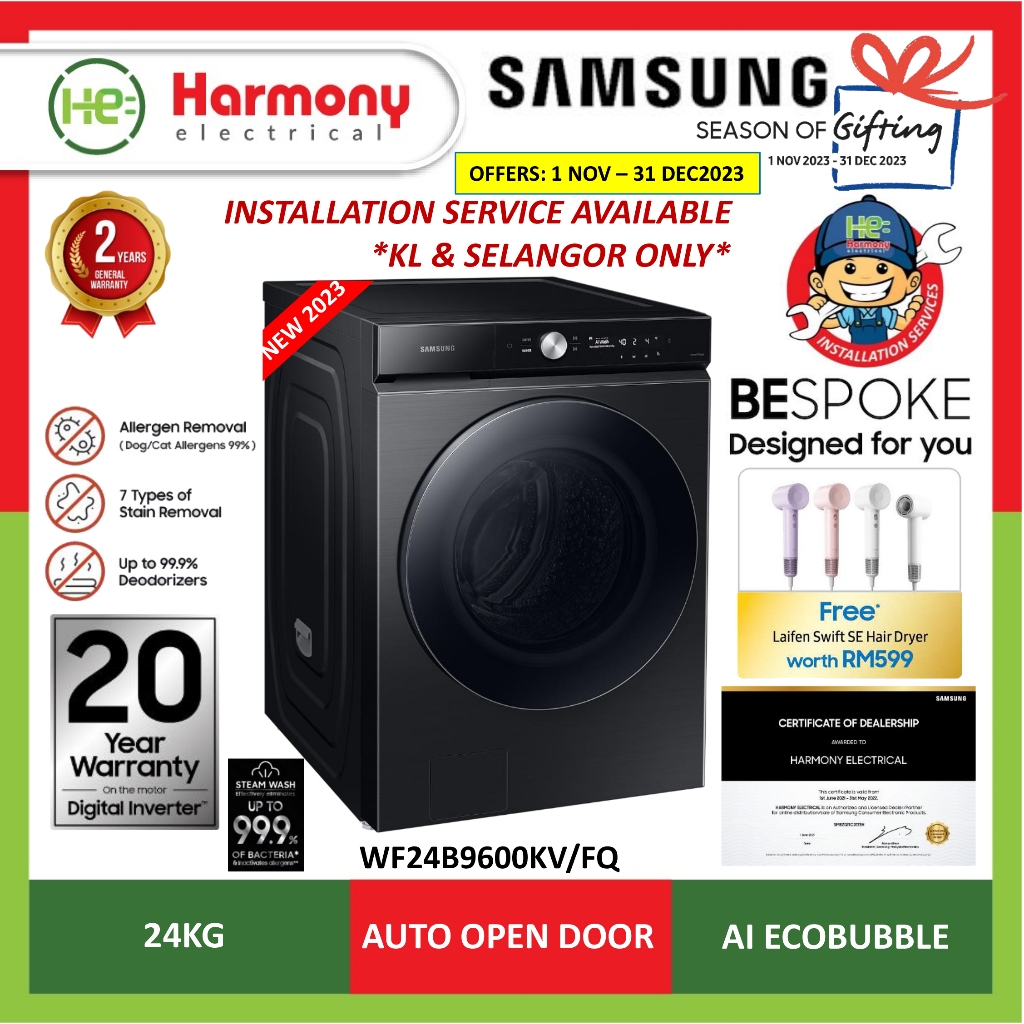 (FREE DELIVERY + INSTALL KL ) SAMSUNG 24kg WF24B9600KV/FQ BESPOKE Front ...