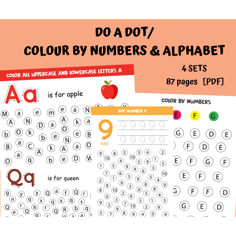 A458 – [PDF] Do a Dot/ Colours by Numbers & Alphabets 4 sets 87 pages ...