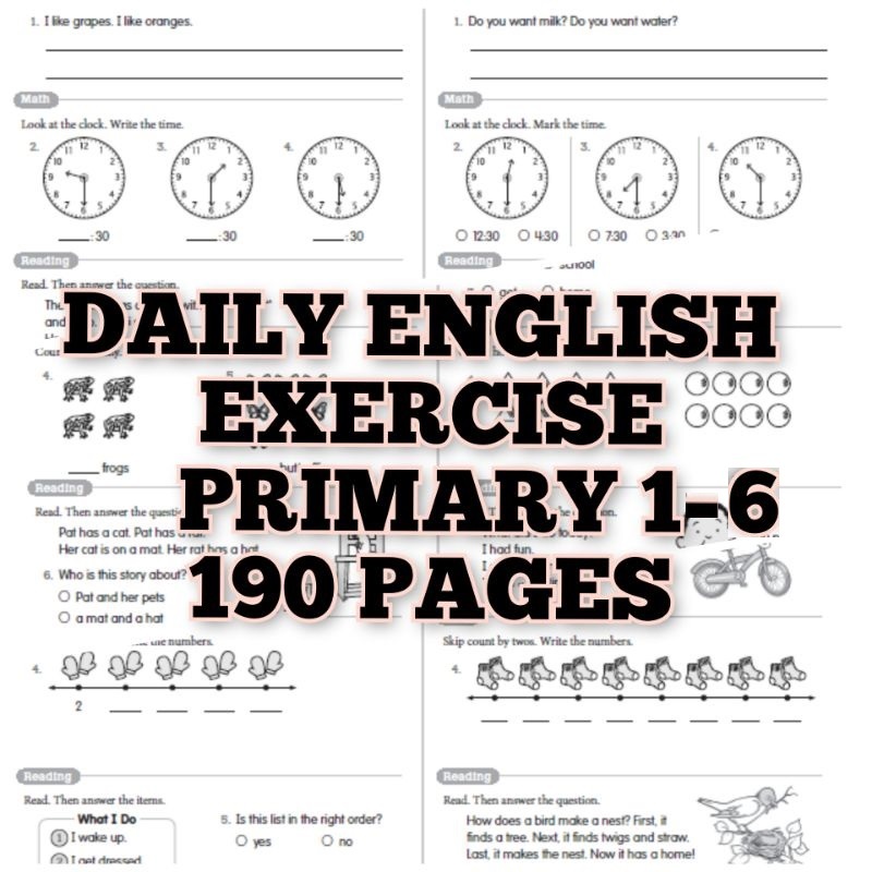 (064) DAILY ENGLISH EXERCISE FOR PRIMARY STANDARD 1-5 (TOTAL 190 PAGES ...