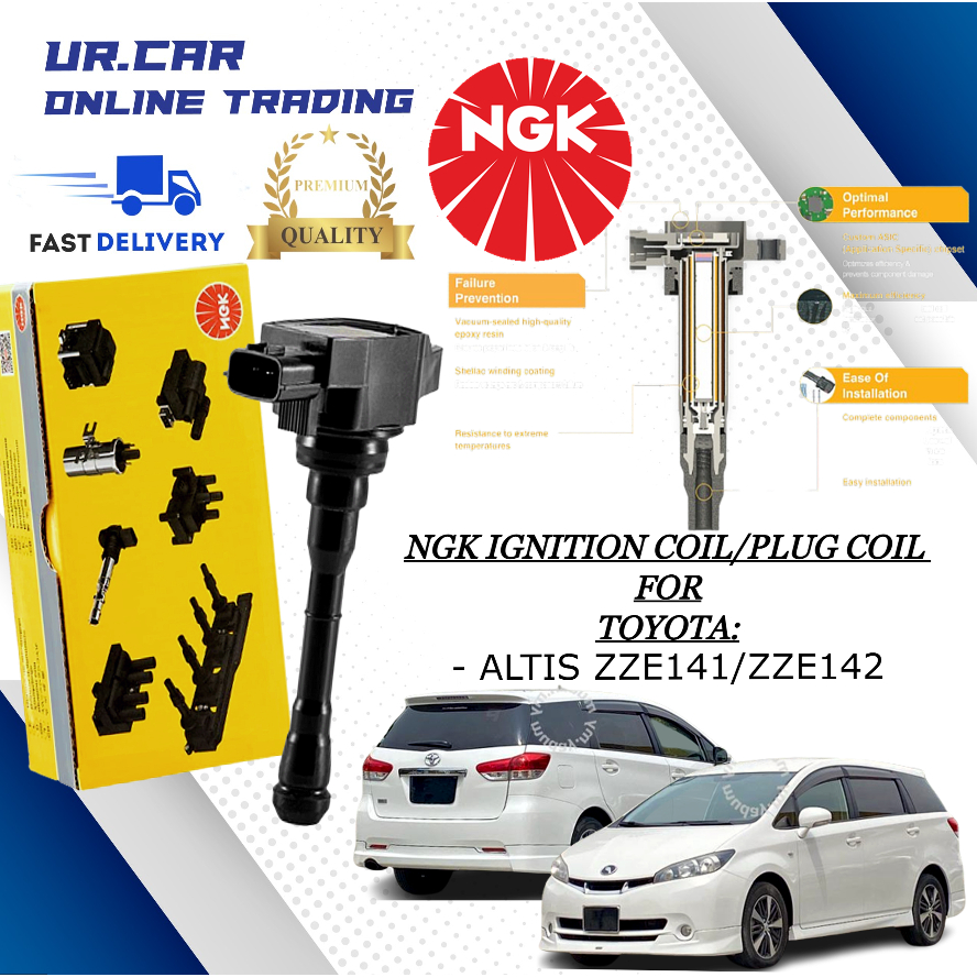 NGK IGNITION COIL / PLUG COIL U5029 TOYOTA ALTIS ZZE141 / ZZE142 (PRICE ...
