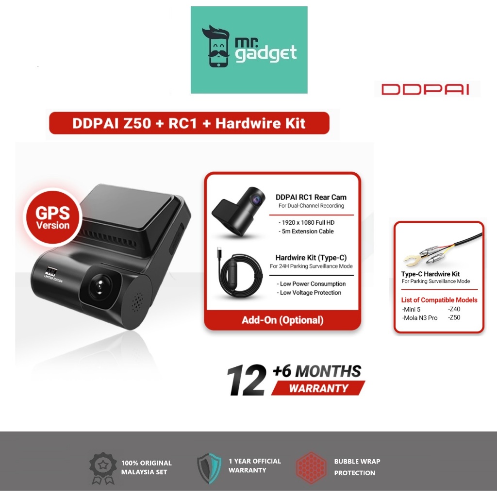 (NEW) DDPAI Z50 DUAL GPS 4K 2160P Dash Cam GPS Front + Rear Cam ...