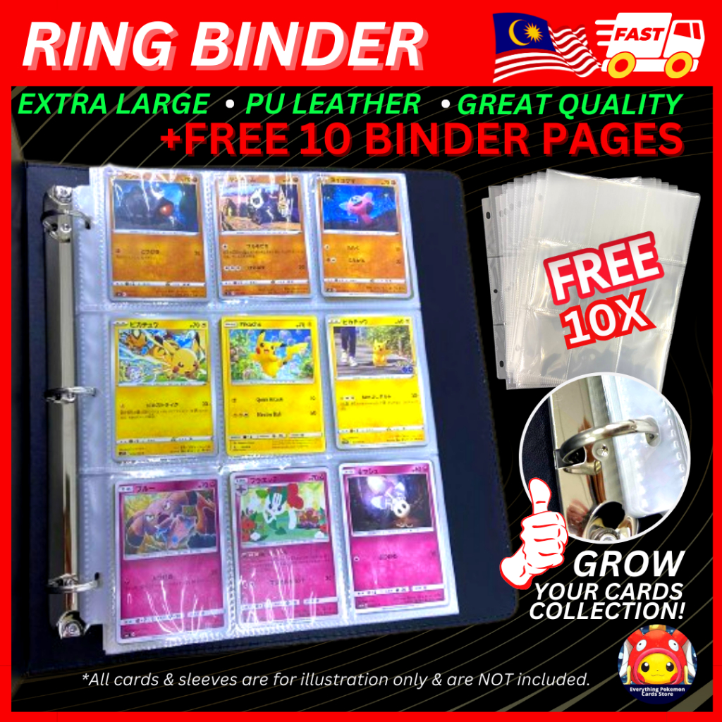 [JIMAT] Ring Binder TCG Card Album Card Folder 3x3 Card Binder Leather ...