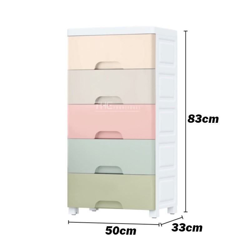[OneHome] 5 Tier Organizer Rack Drawer Cabinet Wardrobe Clothes Wheel ...