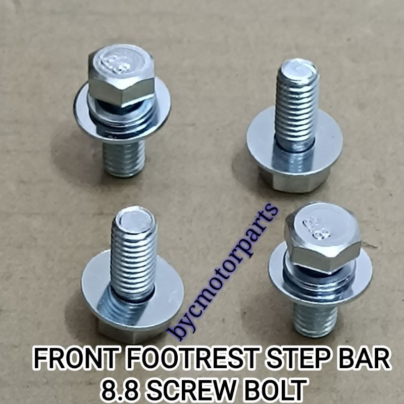 FRONT FOOTREST STEP BAR SCREW BOLT 8.8 WITH SPRING WASHER SKRU PEMINJAK ...
