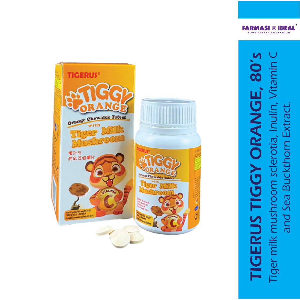Tigerus Tiggy Orange 500mg Chewable Tablet, 80's - Cendawan Susu ...