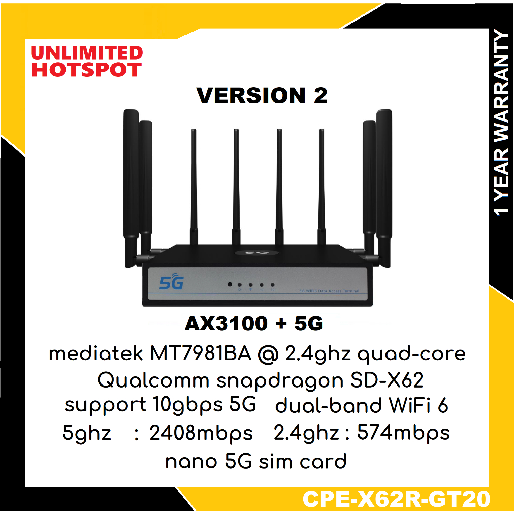 NEW LAUNCH!!! MODIFIED 5G Modem CPE-X62R-GT20 AX3100+ 5G Mediatek ...