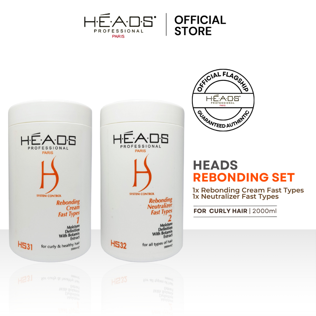 HEADS Straight Hair Rebonding Cream Fast Type 1 & Rebonding Neutralizer ...