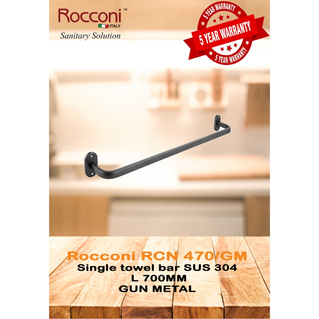 ROCCONI RCN 470 /GM : Single towel bar (Gun Metal) | Shopee Malaysia