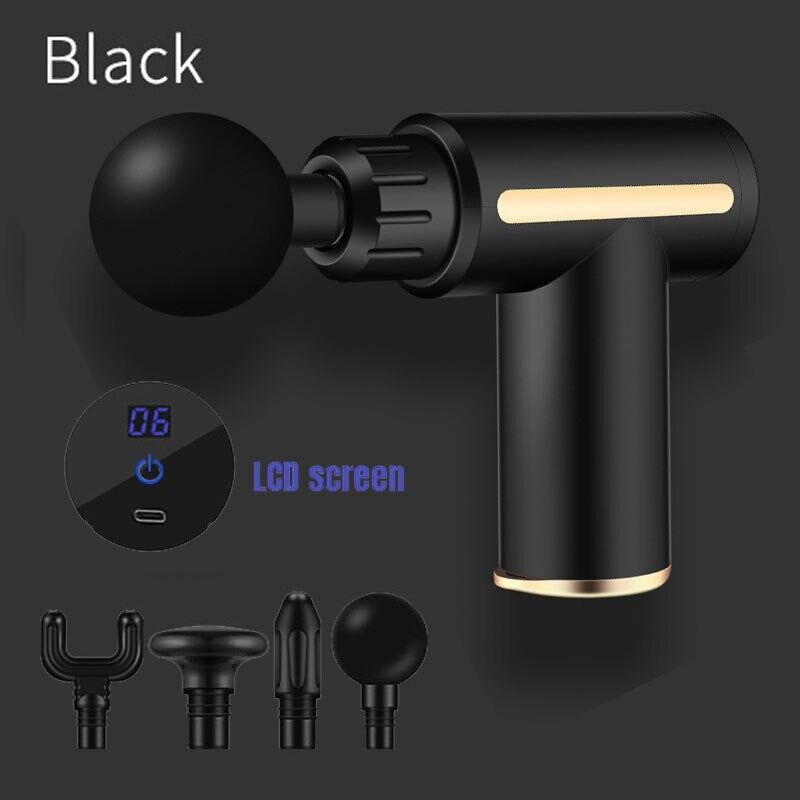 6 Speed Mini Massage Gun With 4 Head LED Digital Display Portable ...