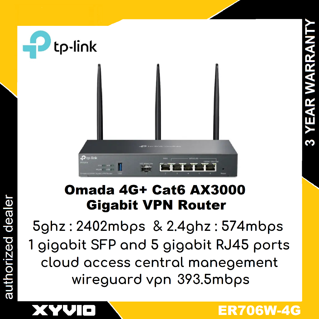TP-LINK ER706W-4G Omada 4G+ Cat6 AX3000 Gigabit VPN Router | Shopee ...