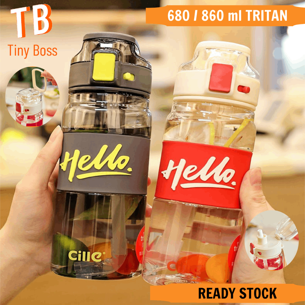 Cille Tritan Bottle 680/860 ml Capacity Leakproof Tritan BPA-Free Plastic Water Bottle Up to 90 ...