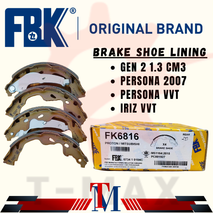 FBK Brake Shoe Rear/ Belakang - Proton Gen 2 1.3 CM3/ Persona 2007-2015 ...