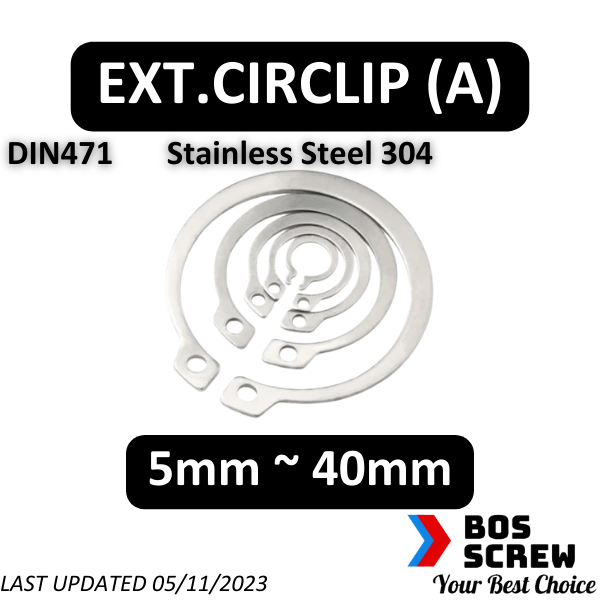 SS External Circlip (A type) 5mm ~ 40mm (Stainless Steel 304) DIN471 | Shopee Malaysia