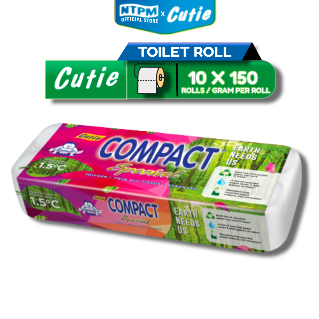 Cutie Compact Eco-Friendly Special Toilet Rolls (160gram x 10 rolls) | Shopee Malaysia