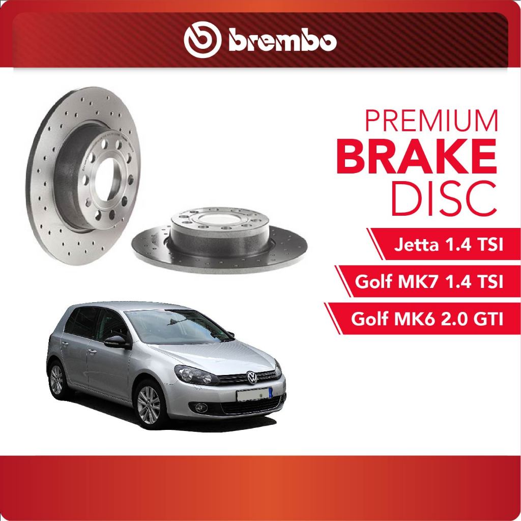 BREMBO Xtra Rear Discs (2pcs) - Compatible with VW Golf MK6 2.0 GTI ...