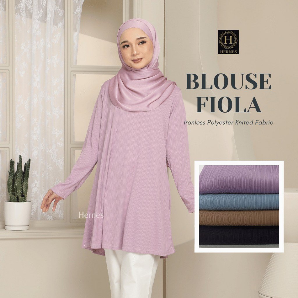 BLOUSE FIOLA BAJU IRONLESS BLOUSE MUSLIMAH BLOUSE PLEATED TSHIRT ...