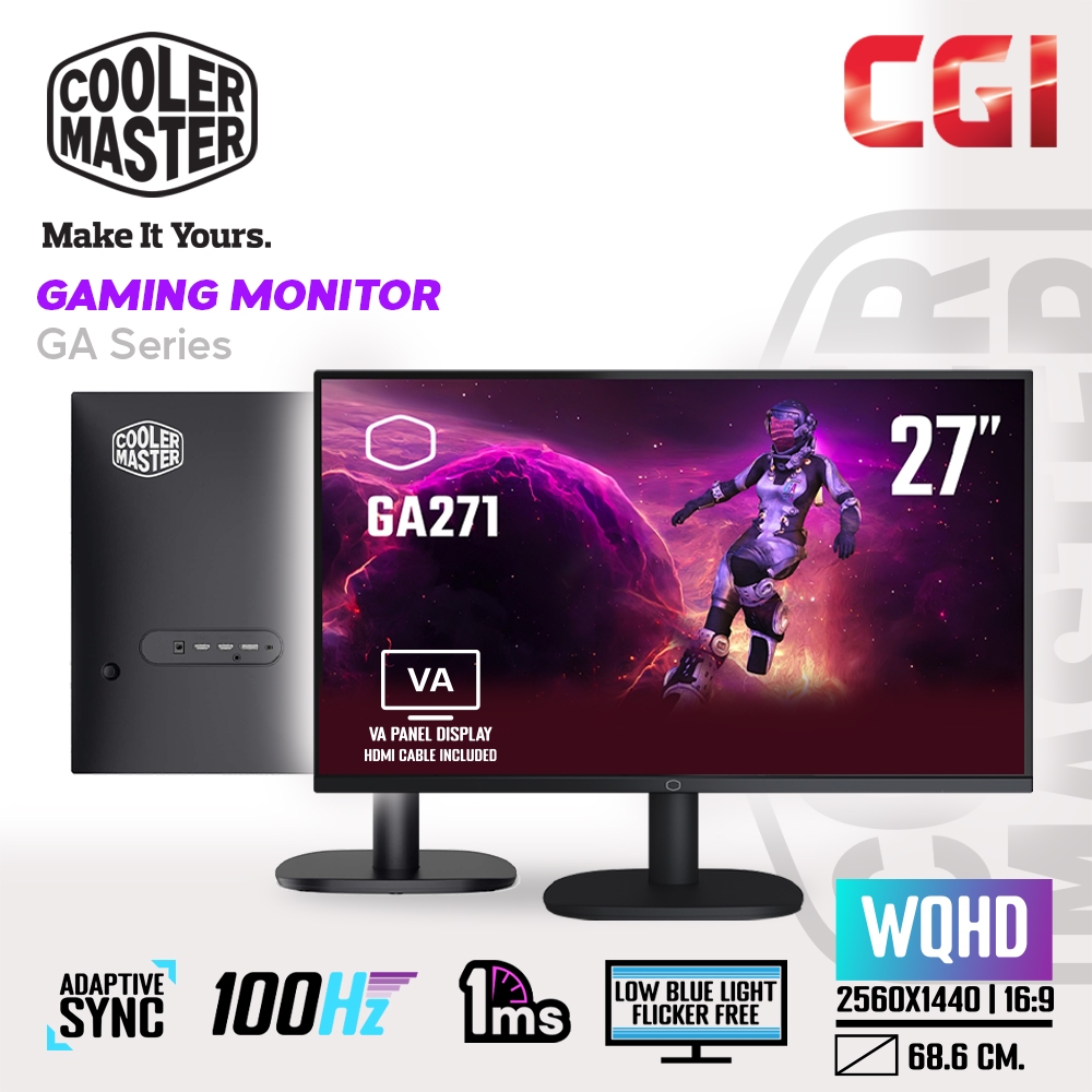 Cooler Master 27" GA271 VA WQHD HDR10 100Hz 1ms Adaptive Sync Gaming ...