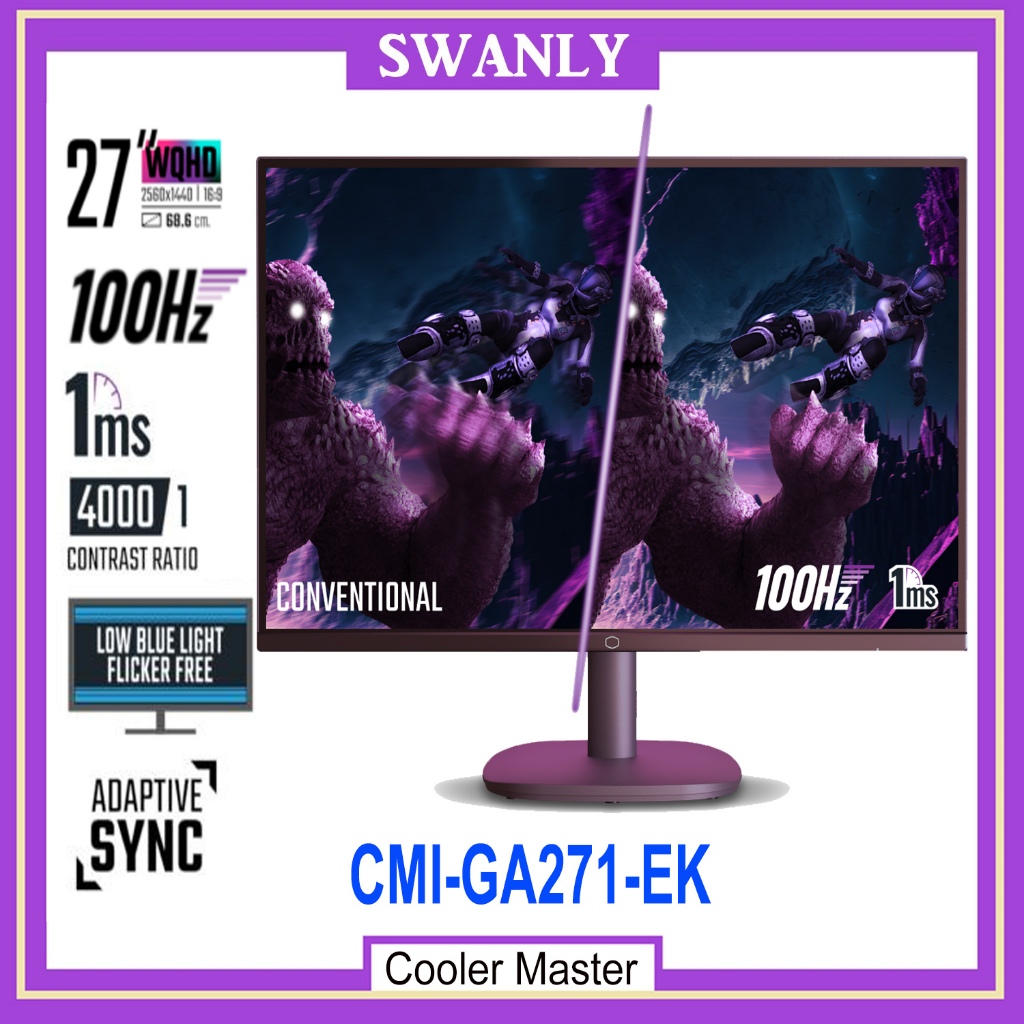 Cooler Master GA271 27" 68.6CM 2560X1440 16:9 100HZ 1MS WQHD Monitor | Shopee Malaysia