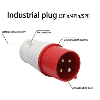 16A 32A 3Pin 4Pin 5Pin Industrial Plug And Socket (Male & Female) 240V 415V Weatherproof IP44 ...