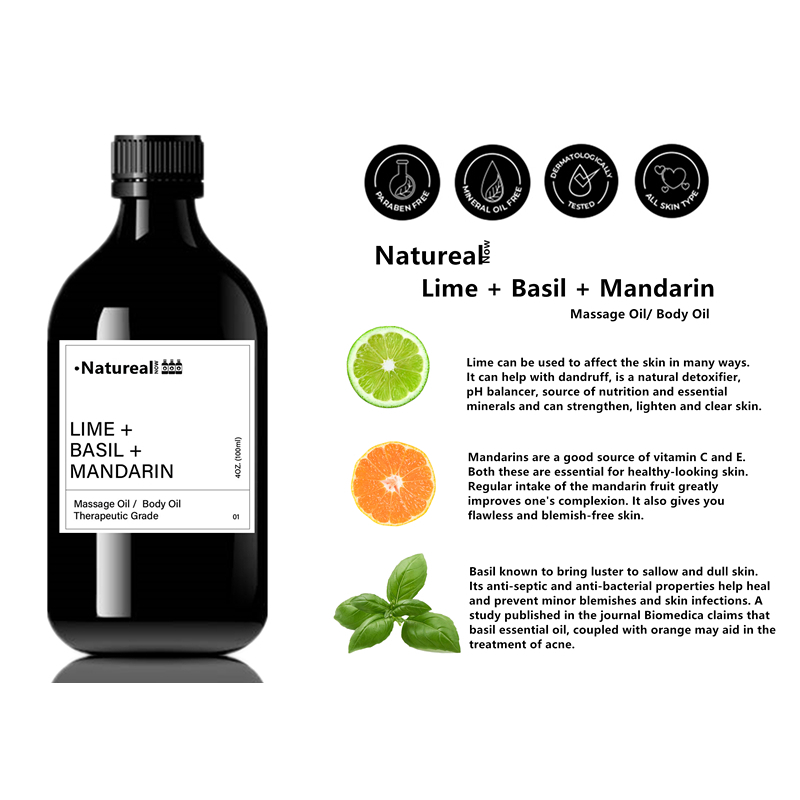 [Natureal Now] Lime + Mandarin + Basil Massage oil/ Body oil -100ml ...
