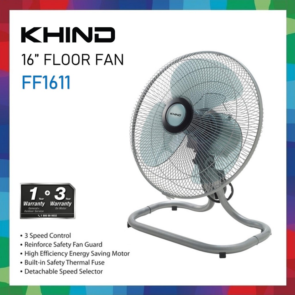 KHIND FF1611 16inch Floor Fan / Kipas Lantai Kipas angin desk fan table ...