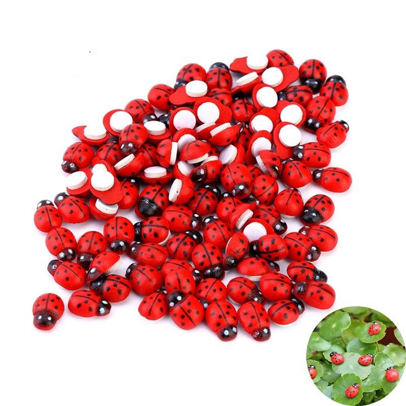 🐞 10 pcs / 20 pcs Wooden 3D Ladybird Ladybug Red Stickers Self Adhesive ...