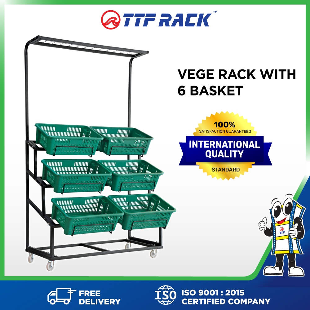 TTF Rack™ Vege Rack With Basket/Heavy Duty Multipurpose Storage Plastic ...