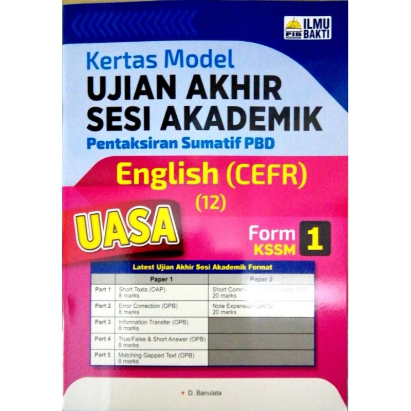 Kertas Model Ujian Akhir Sesi Akademik English Form 1 UASA | Shopee ...
