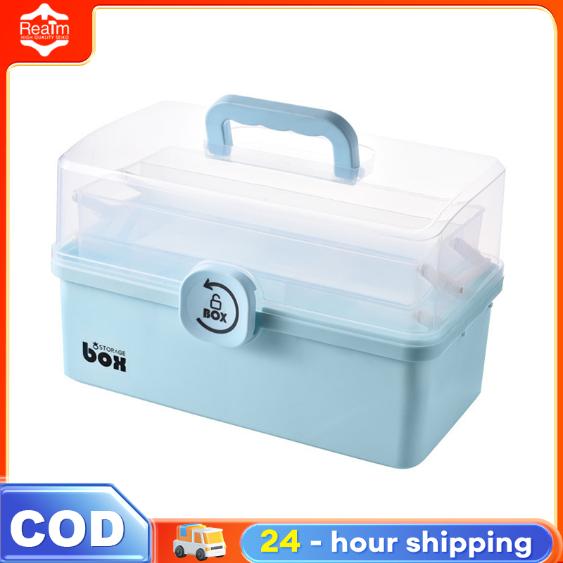 Large First Aid Kit Storage Box 3 Tier Transparent Plastic Medicine ...