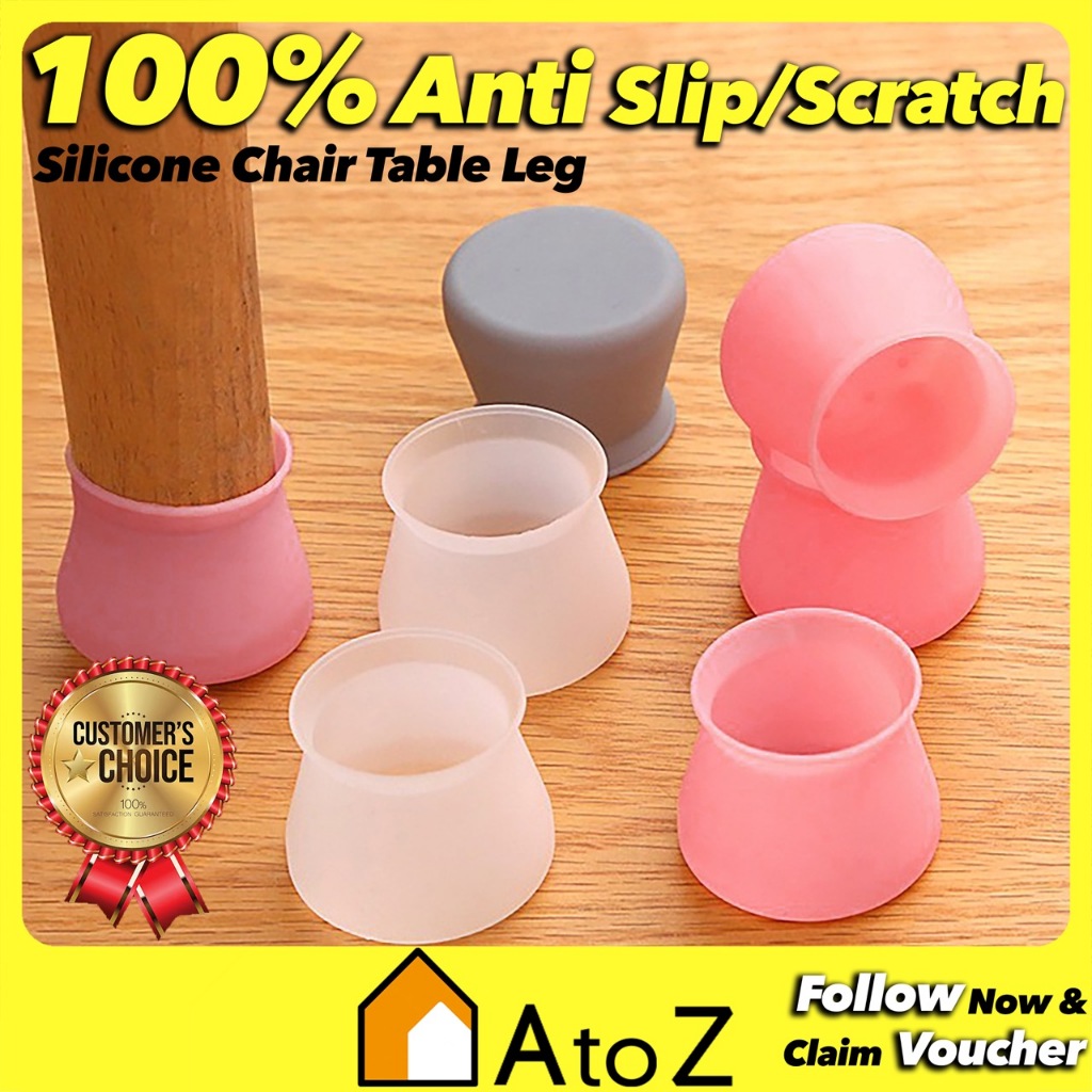 𝗡𝗢 𝗦𝗖𝗥𝗔𝗧𝗖𝗛 》Silicone Table Chair Leg Caps Furniture Rubber Feet Floor ...