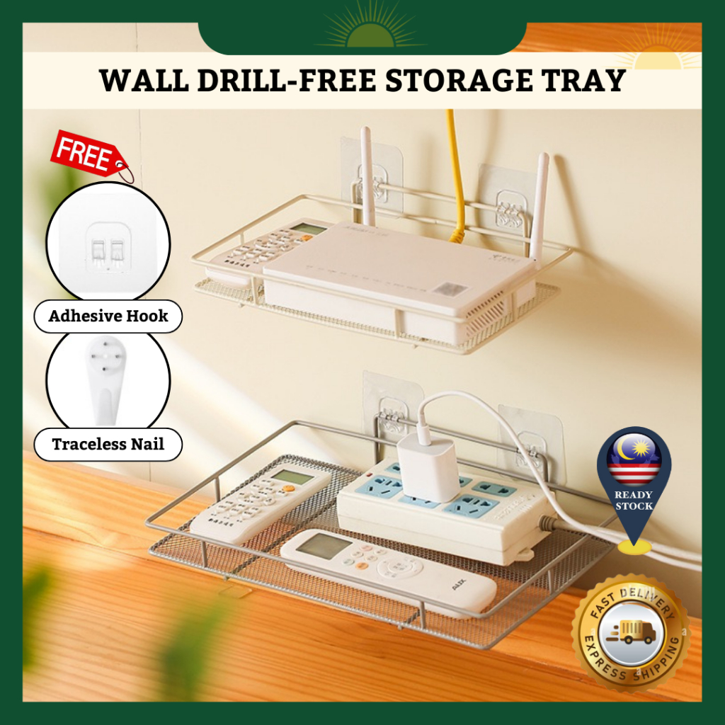 Wall Drill-Free Storage Tray Space Saving Book Vase Extension Rack ...