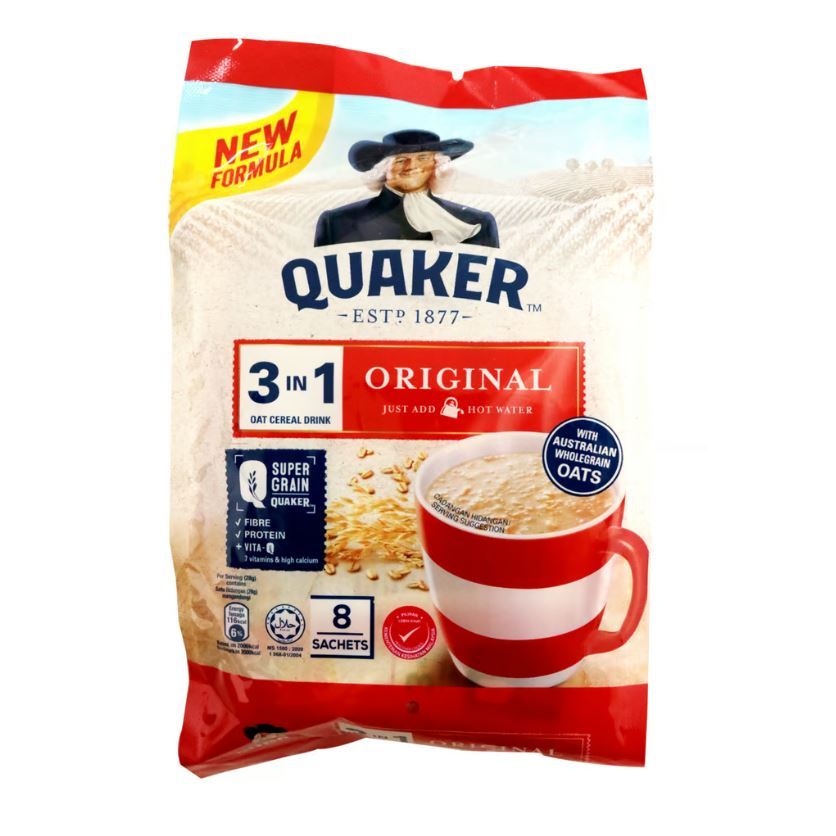 Quaker 3 In 1 Oat Cereal Drink Original (8's x 28g) | Shopee Malaysia
