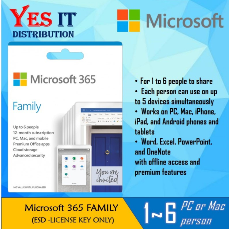 Microsoft Office 365 Family - ESD pocket (6 Users) | Shopee Malaysia