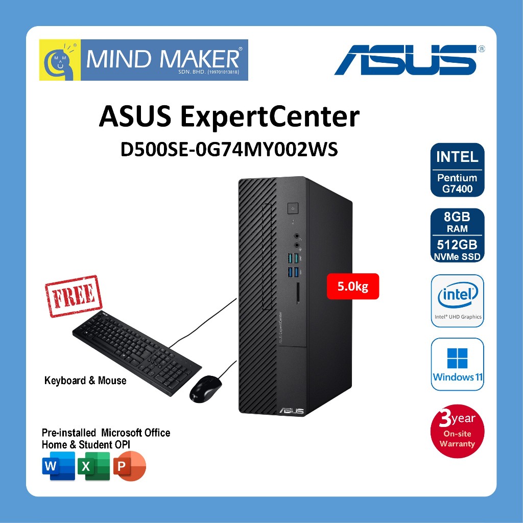 Asus ExpertCenter D500SE-0G74MY002WS Desktop PC / Intel Pentium G7400 ...