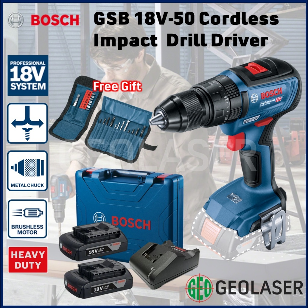 Bosch 18V GSB 18V-50 Brushless Cordless Heavy Duty Impact Screwdriver ...
