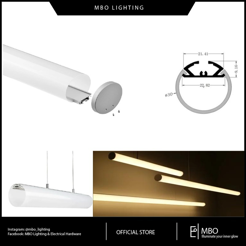 LED Aluminium Profile Pendant Light 1 Meter ( Casing Only ) | Shopee ...