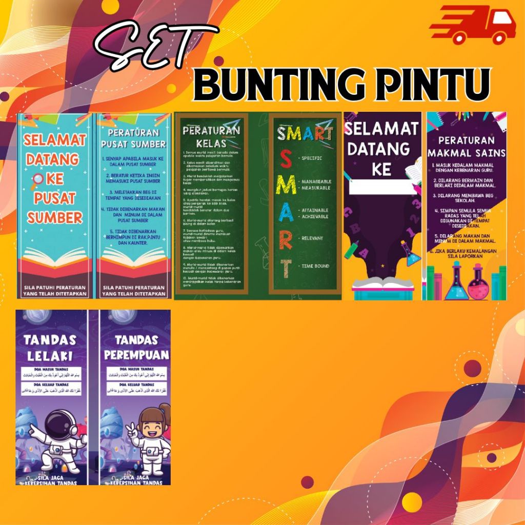 BUNTING PINTU SET KELAS | SET PUSAT SUMBER | SET MAKMAL SAINS | SET ...