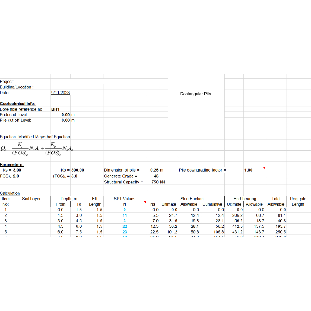 Pile Length Design Spreadsheet | Shopee Malaysia