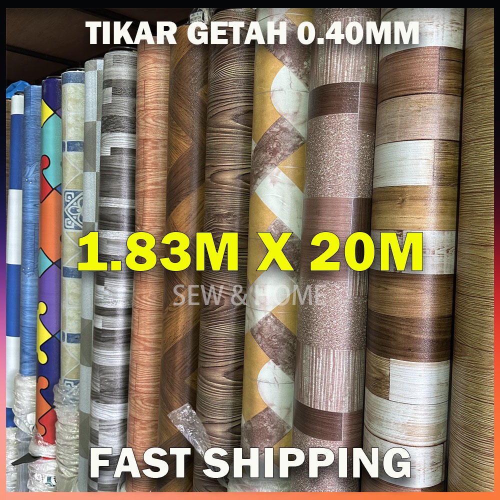 Tikar Getah Quality Lantai 6 Kaki Tebal 0.40mm 1.83M x 20M PVC Flooring ...