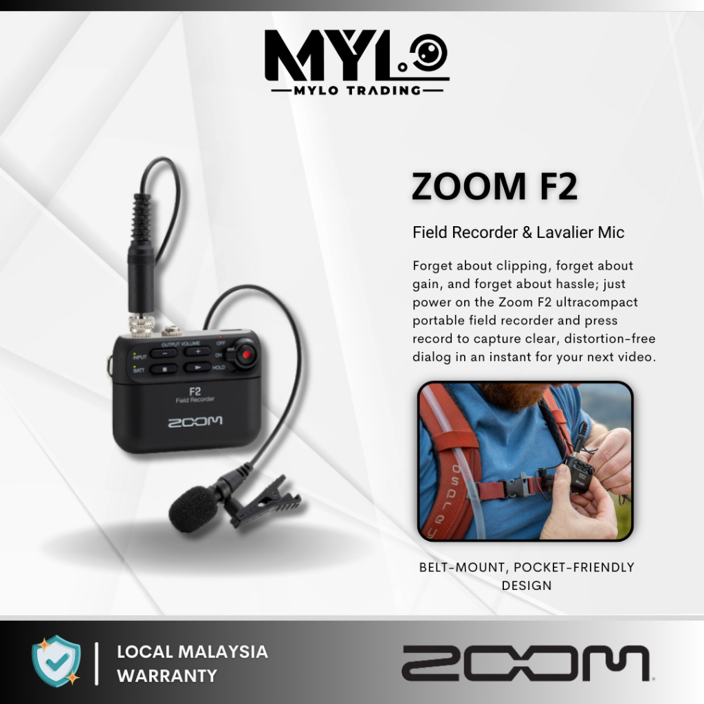 Zoom F2 | F2-BT Ultracompact Portable Field Recorder with Lavalier Microphone | Shopee Malaysia