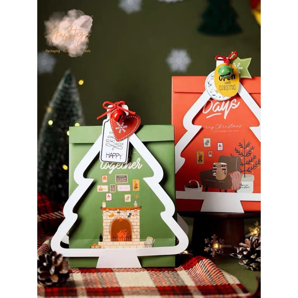 Christmas Handle Gift Box Treat Box Goodies Box | Pastry Cookies Cake ...
